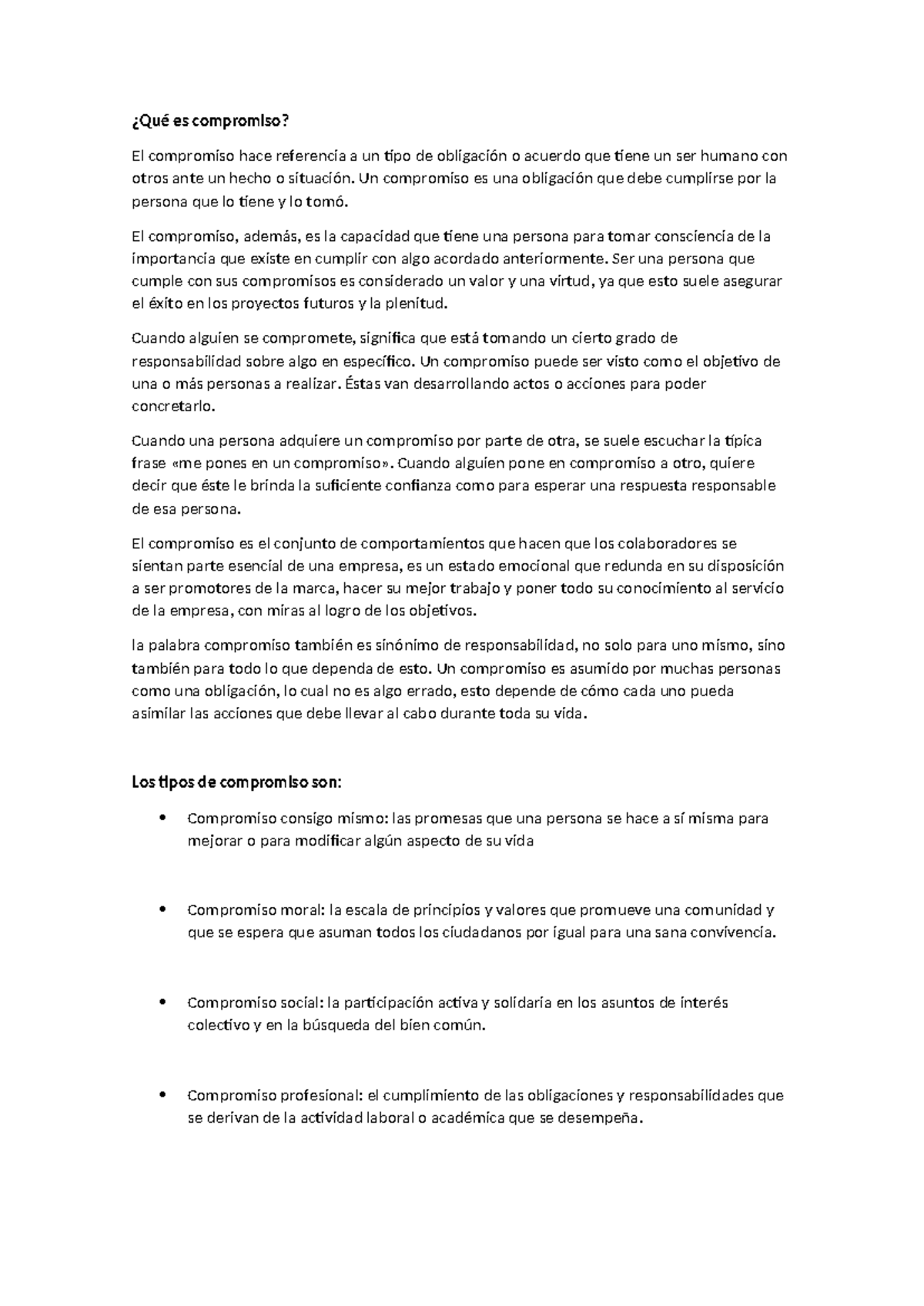 Compromiso - apuntes - ¿Qué es compromiso? El compromiso hace ...