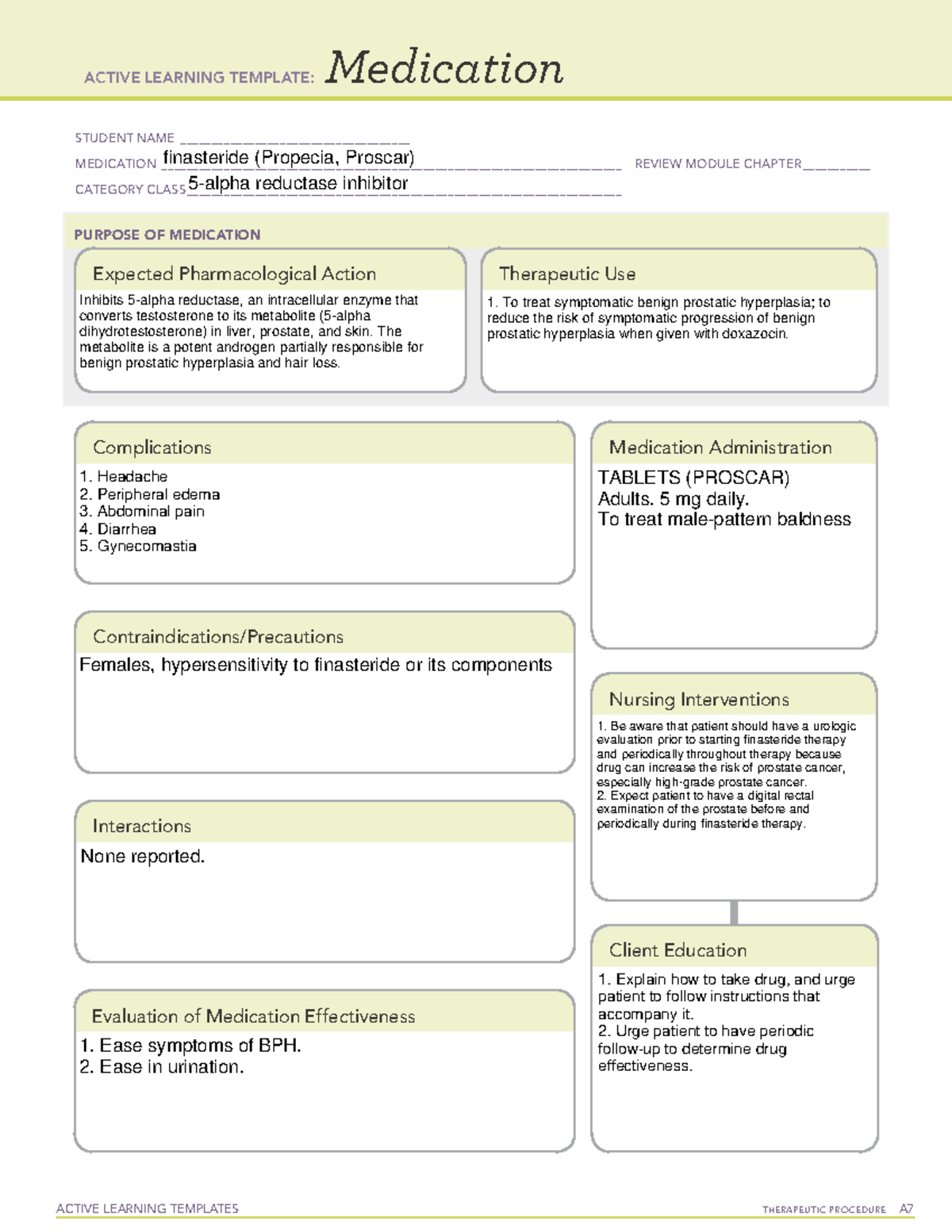 Finasteride (Propecia, Proscar) - ACTIVE LEARNING TEMPLATES THERAPEUTIC ...