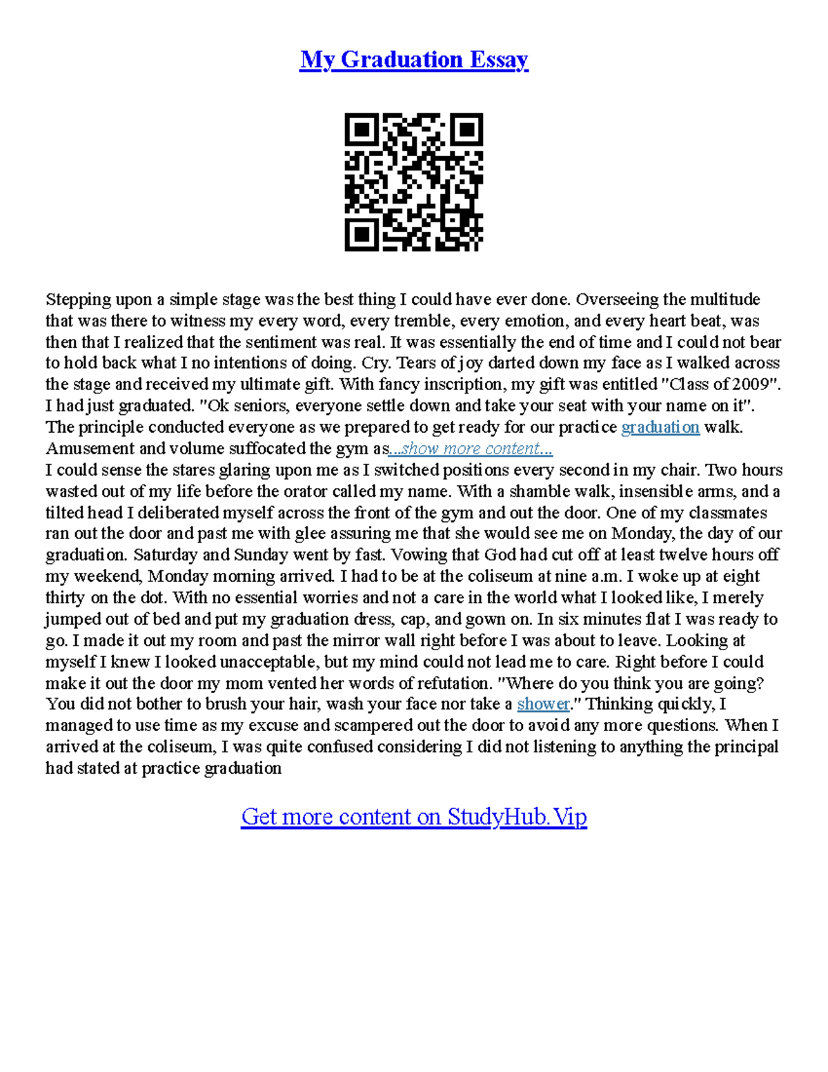 Writing Graduate School Essay - My Graduation Essay Stepping upon a ...