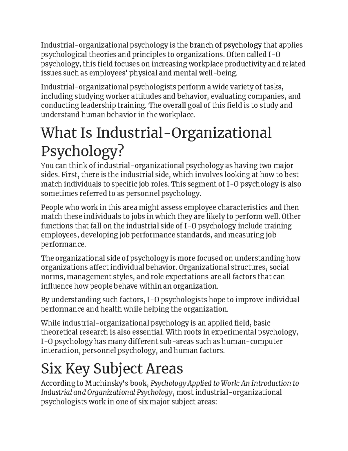 Industrial-Organizational Psychology Notes - Industrial-organizational ...