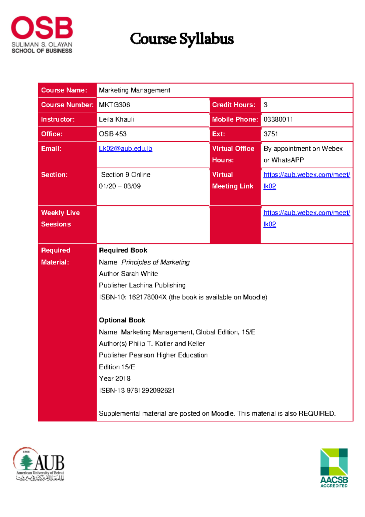 MKTG306 Online Syllabus Spring 2023 - Course Syllabus Course Name ...