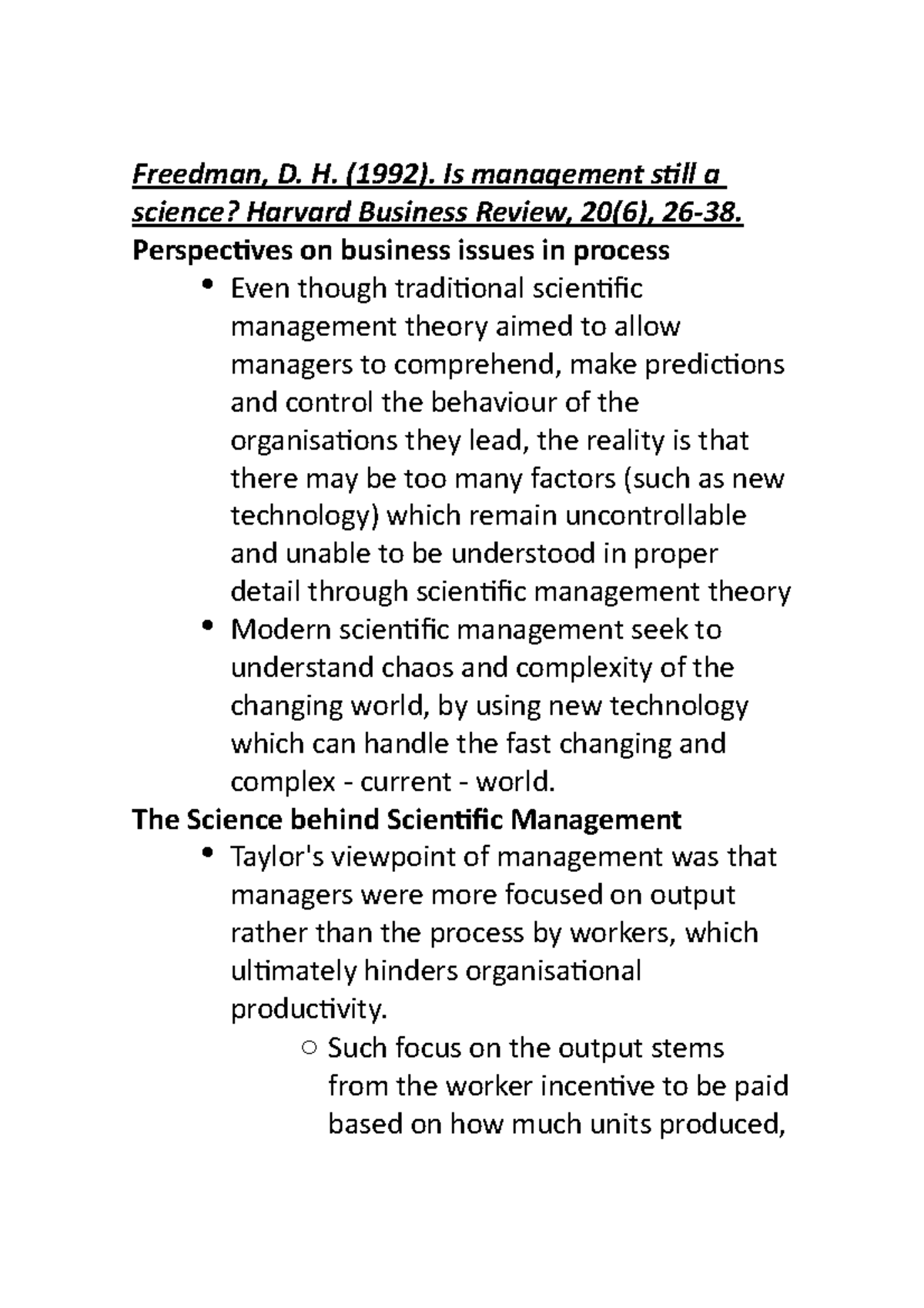 Module 2 reading - freedman - Freedman, D. H. (1992). Is management ...