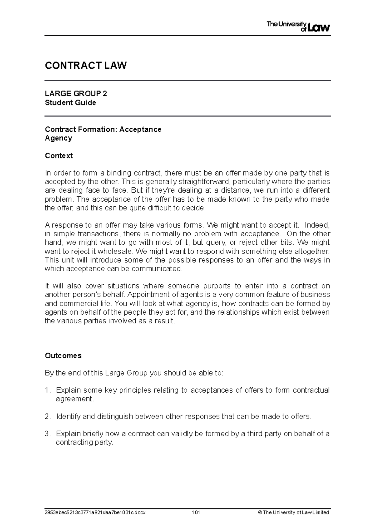 Large group - . . . - CONTRACT LAW LARGE GROUP 2 Student Guide Contract ...