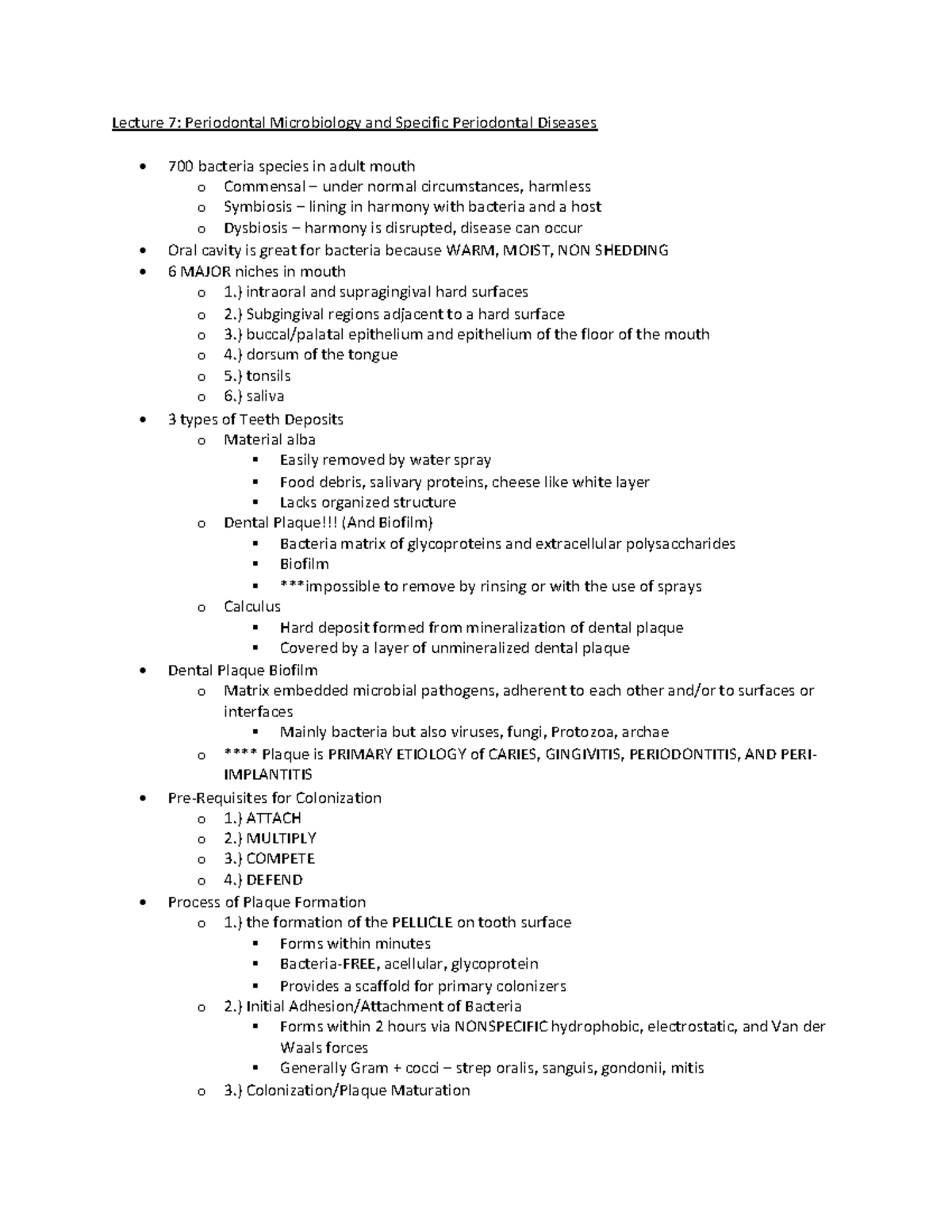 Perio exam 2 review - Lecture notes 20 - Lecture 7: Periodontal ...