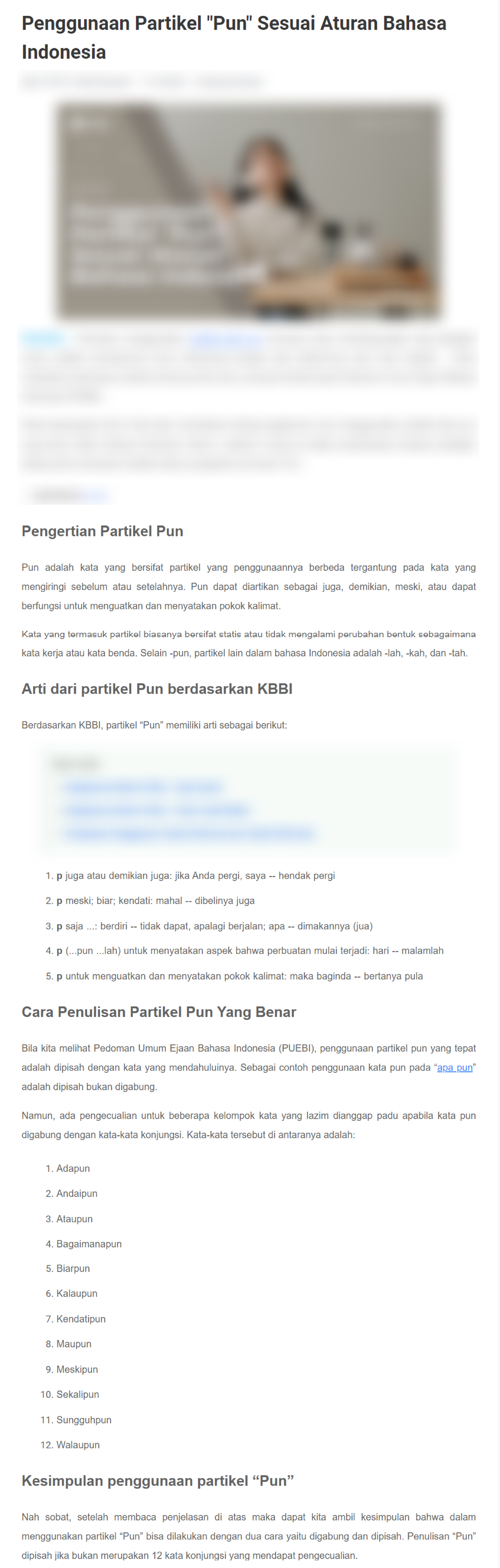 3. Penggunaan Partikel Pun Sesuai Aturan Bahasa Indonesia - Kaka Kiky ...