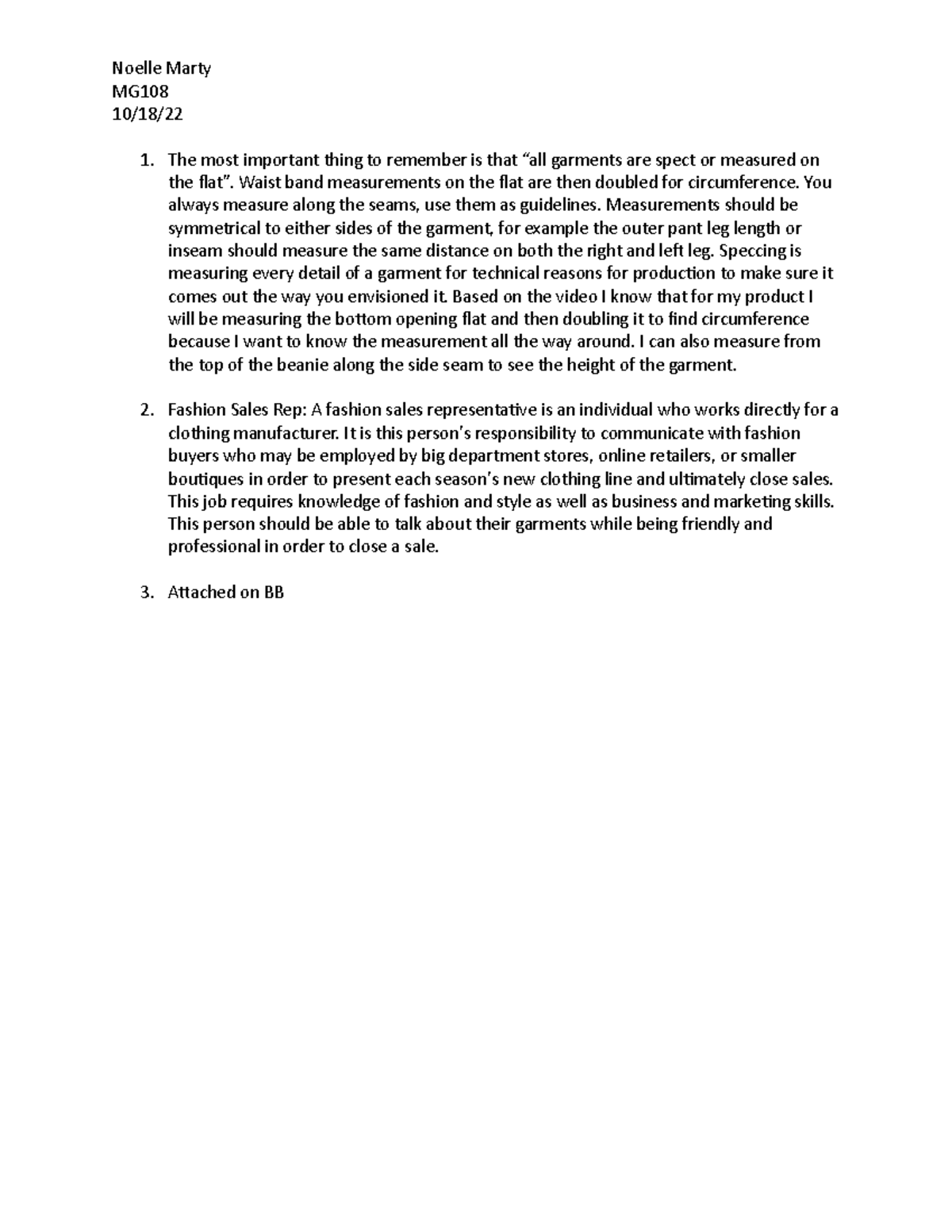 HW week 6 - HW assignment - Noelle Marty MG 10/18/ The most important thing to remember is that ...