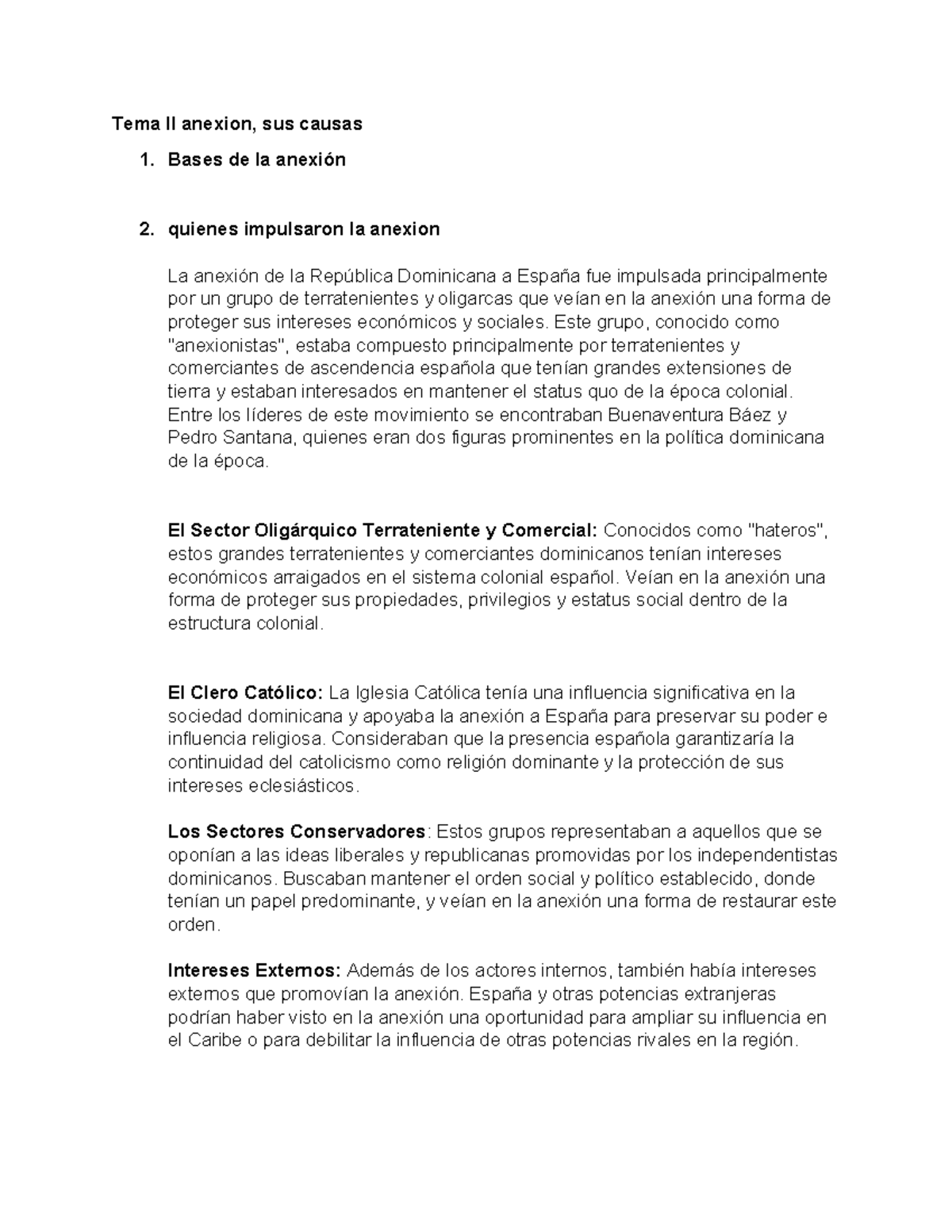 Tema II anexion - Bases de la anexión 2. quienes impulsaron la anexion ...