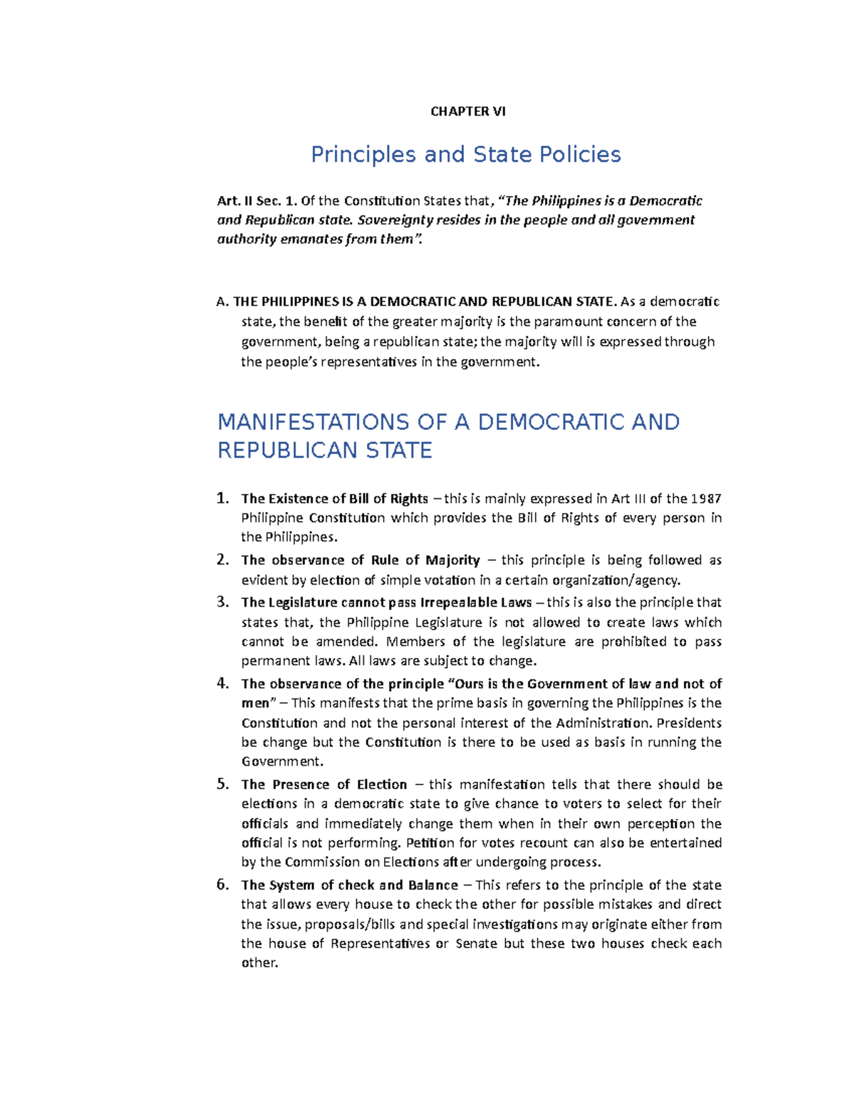 Civil Service Review. Module 6 - CHAPTER VI Principles and State ...