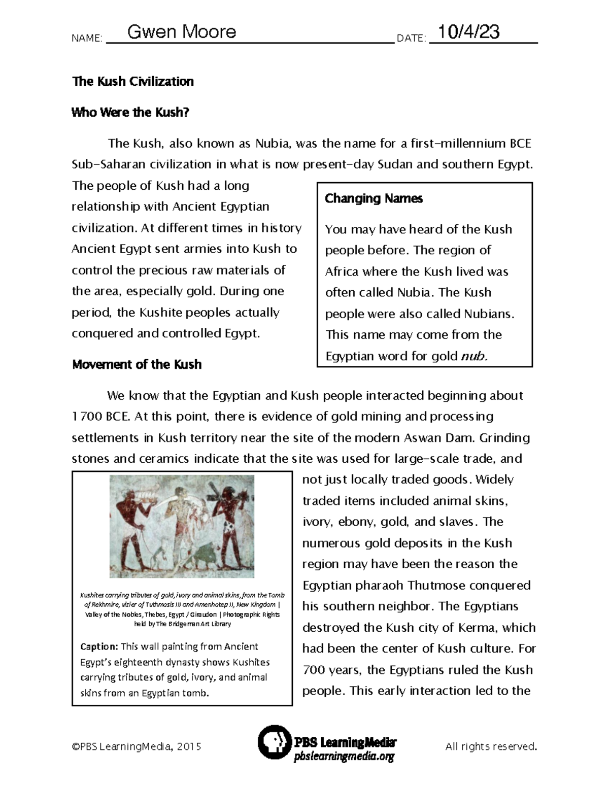 Kush Civilization - NAME: DATE: The Kush Civilization Who Were the Kush ...