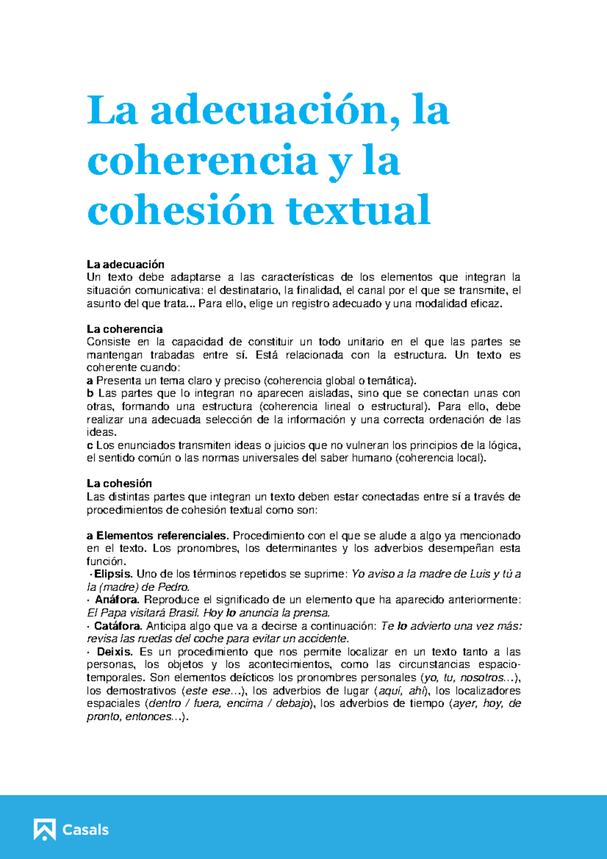La adecuación, la coherencia y la cohesión textual - 1 La adecuación ...