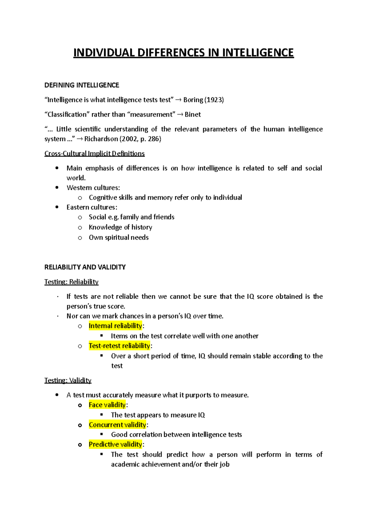Individual Differences in Intelligence - INDIVIDUAL DIFFERENCES IN ...