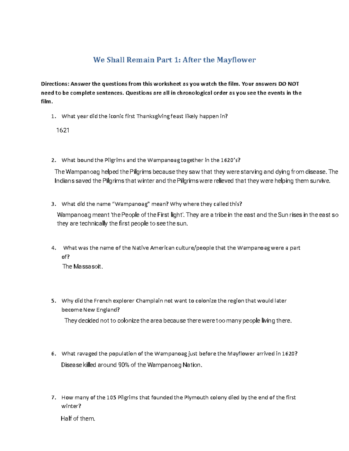 MAYFLOWER DOCUMENTARY NOTES - We Shall Remain Part 1: After the ...