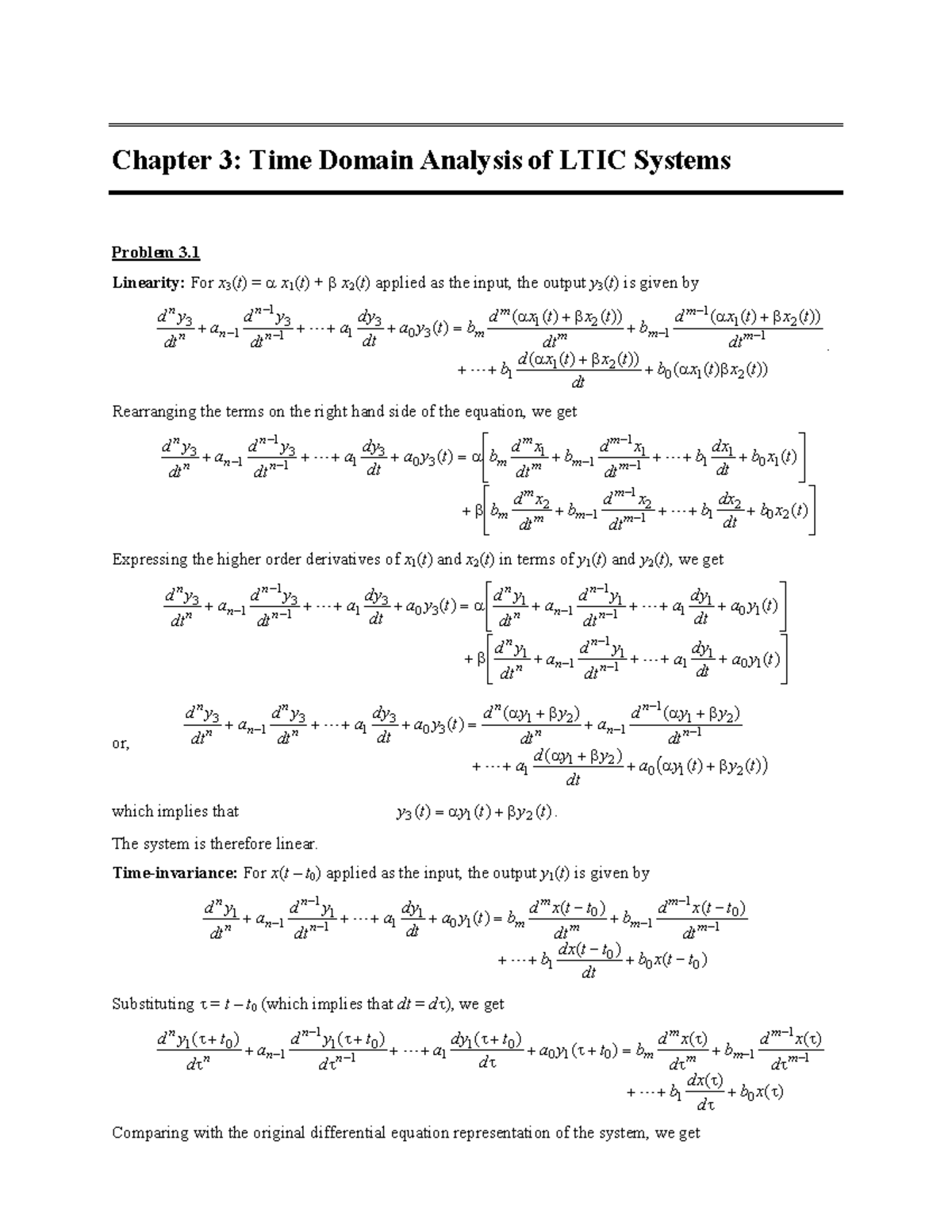 4865 solution-chap03 - Chapter 3: Time Domain Analysis of LTIC Systems ...