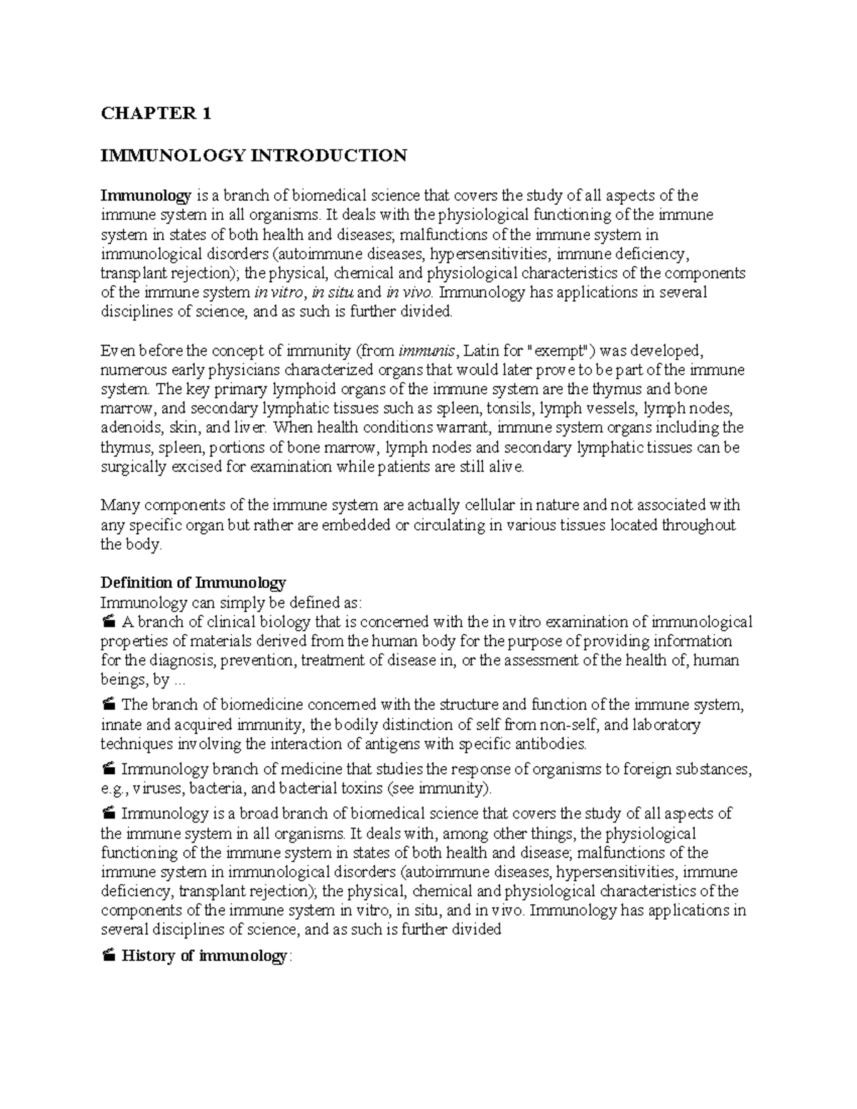 Chapter 1 Immunology - medical notes - CHAPTER 1 IMMUNOLOGY ...