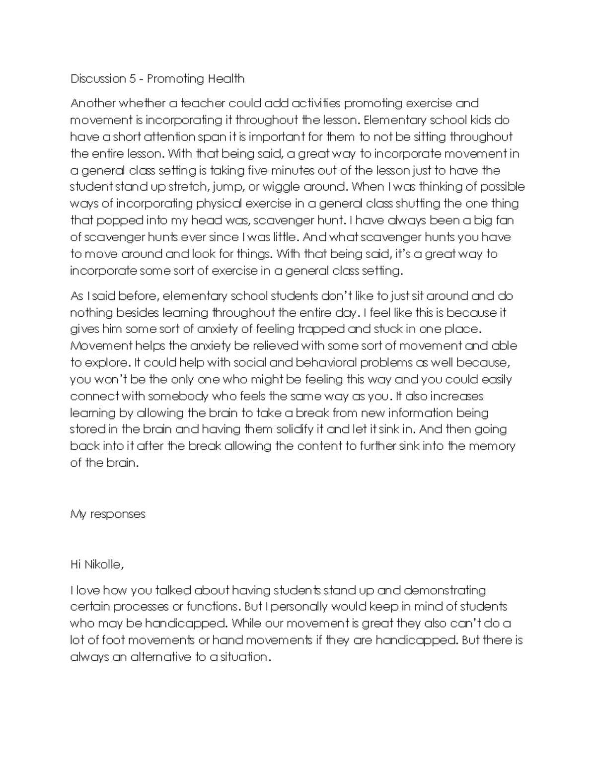 Discussion 5 - Promoting Health - Discussion 5 - Promoting Health ...