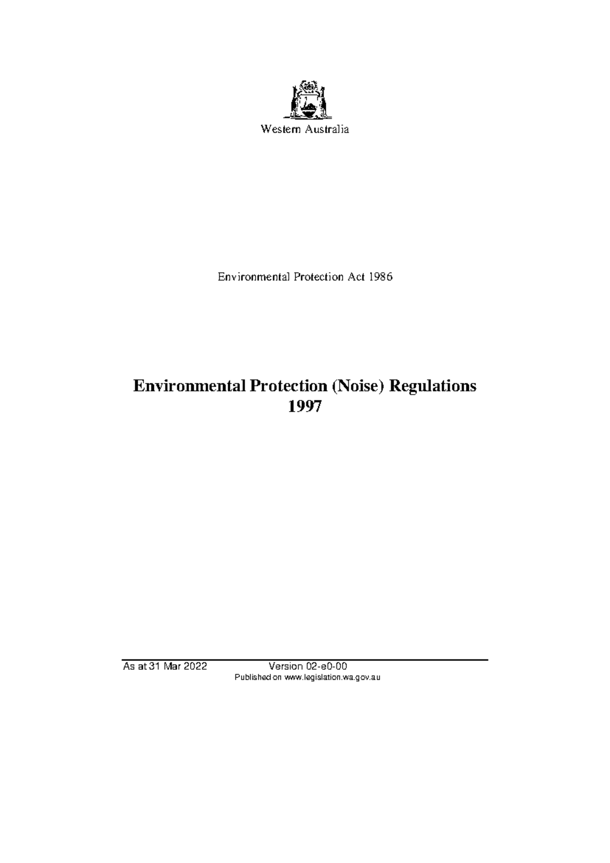 Environmental Protection (Noise) Regulations 1997 - [02-e0-00] - As at ...
