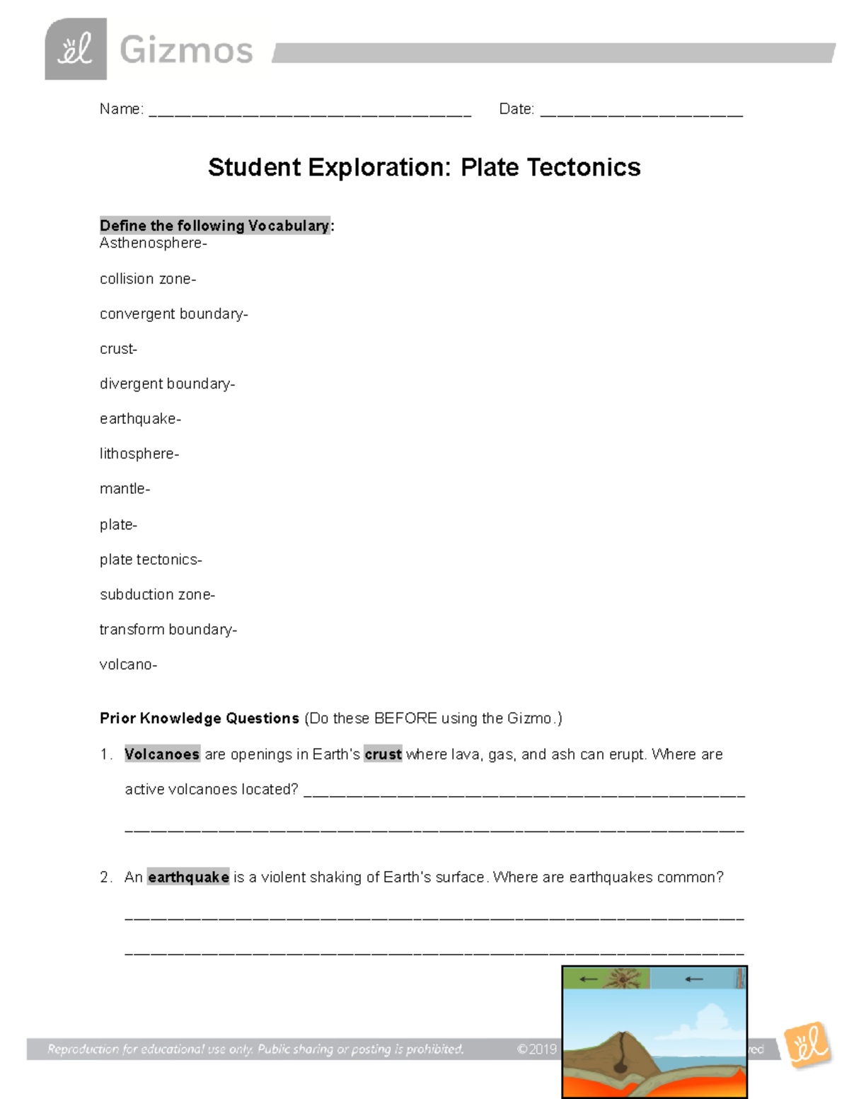 Plate Tectonics Gizmos - Name ...