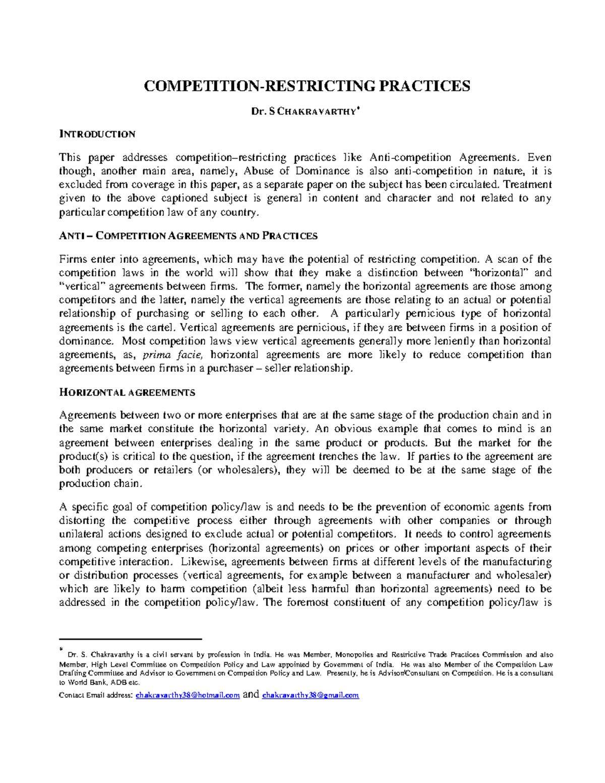 Anti competitive agreements - COMPETITION-RESTRICTING PRACTICES Dr. S ...