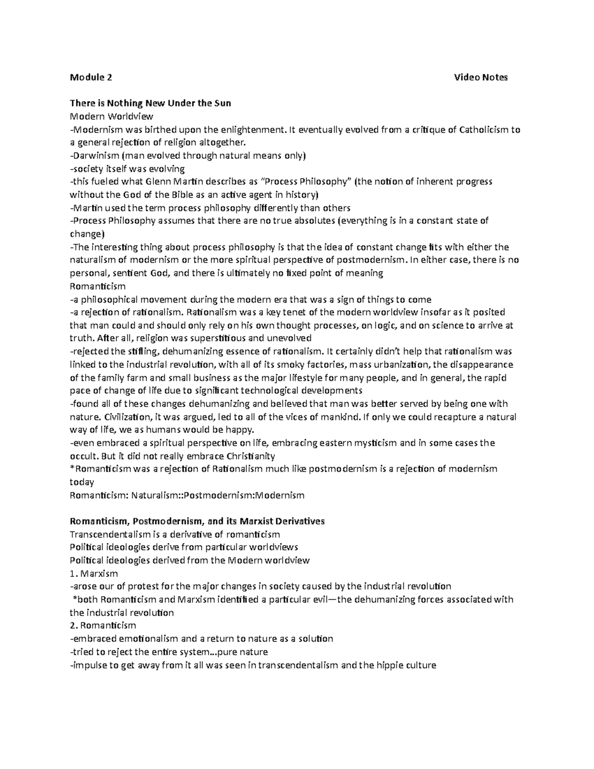 Module 2 Video Notes - Module 2 Video Notes There is Nothing New Under ...