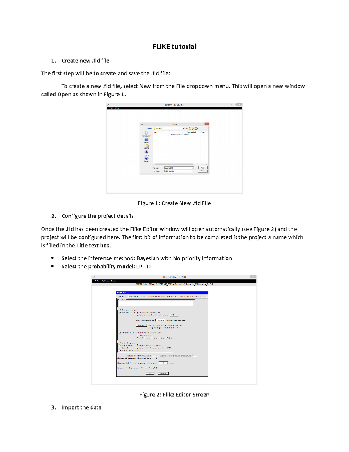 Flike tutorial - FLIKE tutorial Create new .fld file The first step ...