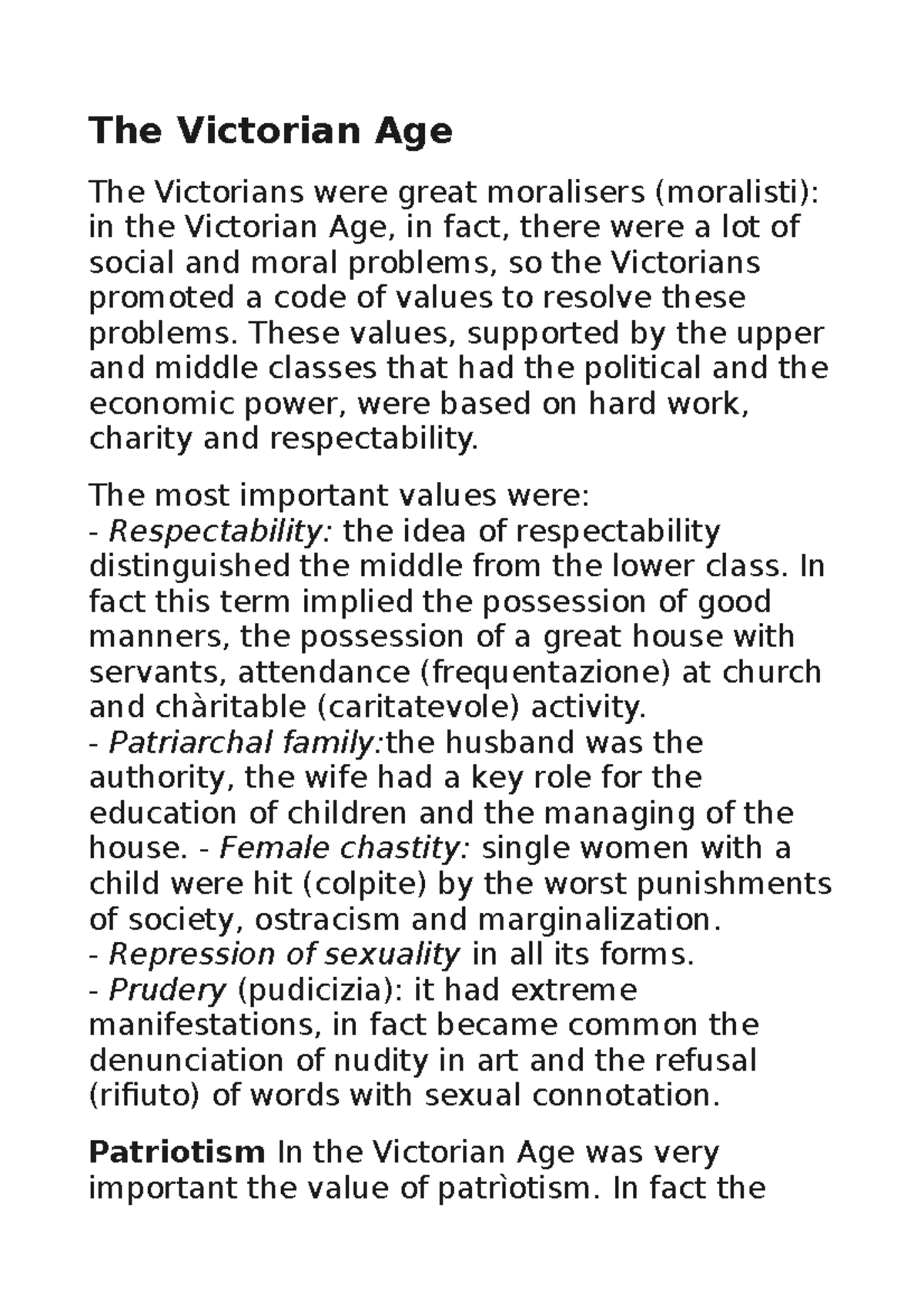 The Victorian Age - These values, supported by the upper and middle ...