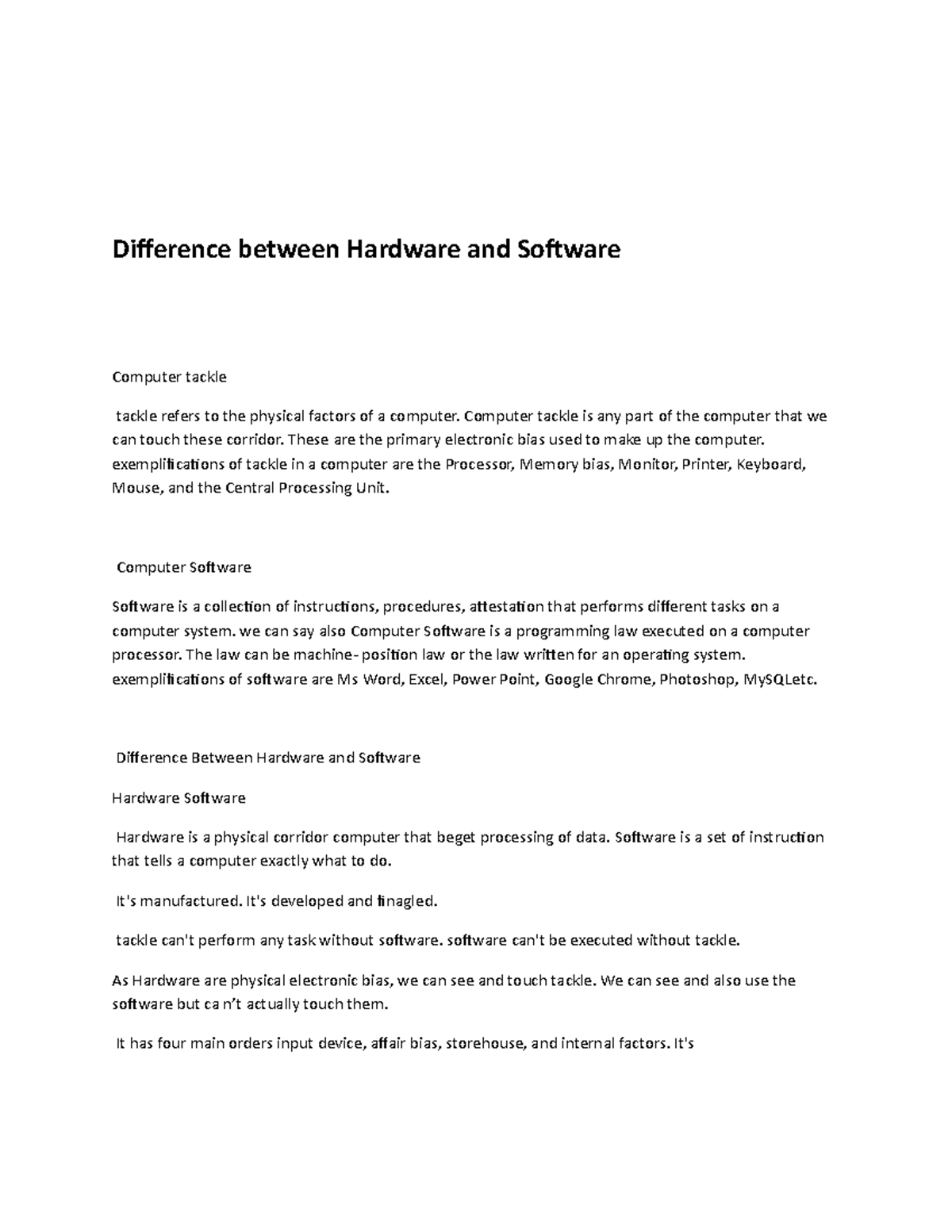 Difference between Hardware and Software - Difference between Hardware ...