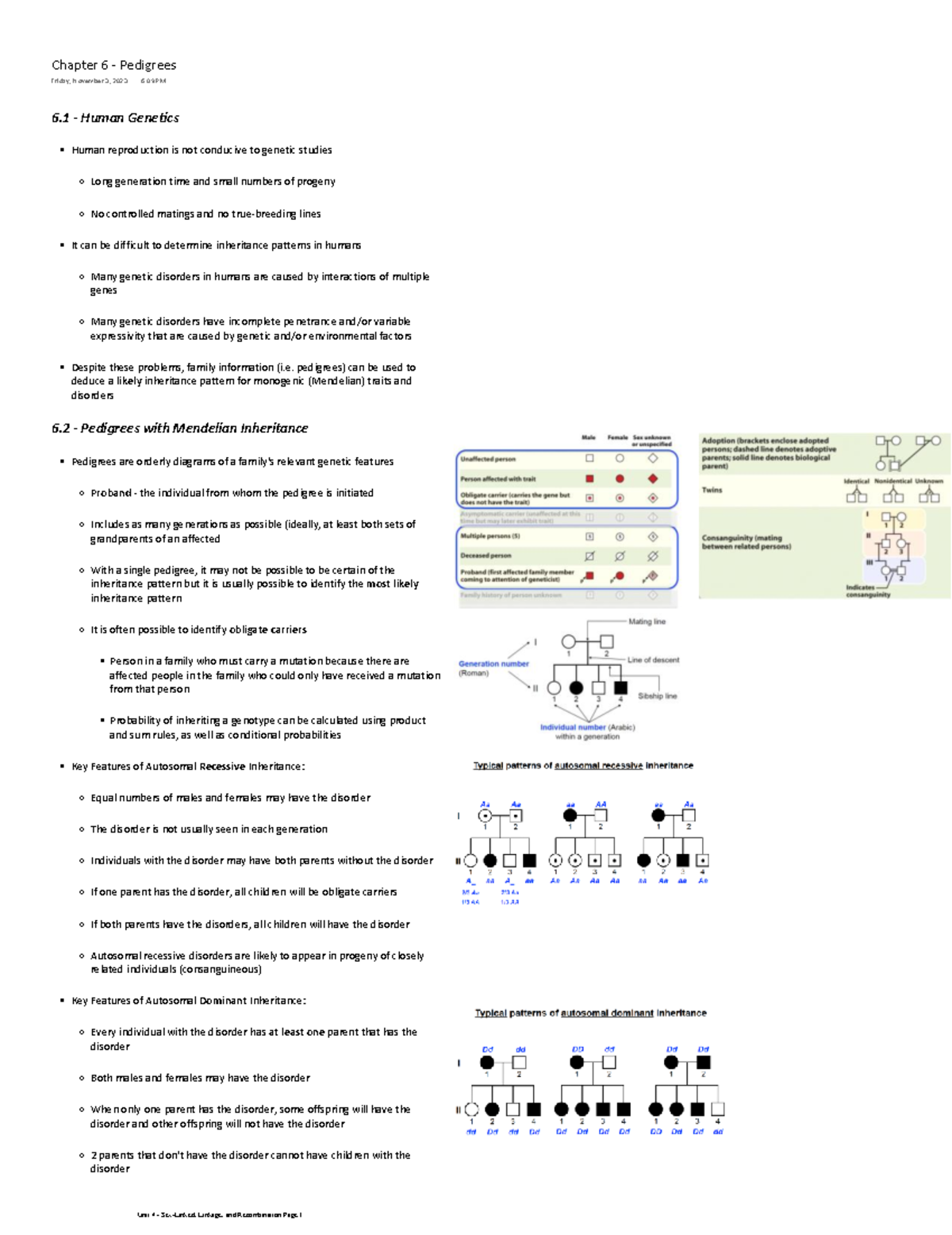 Chapter 6 - Pedigrees - 6 - Human Genetics Human reproduction is not ...