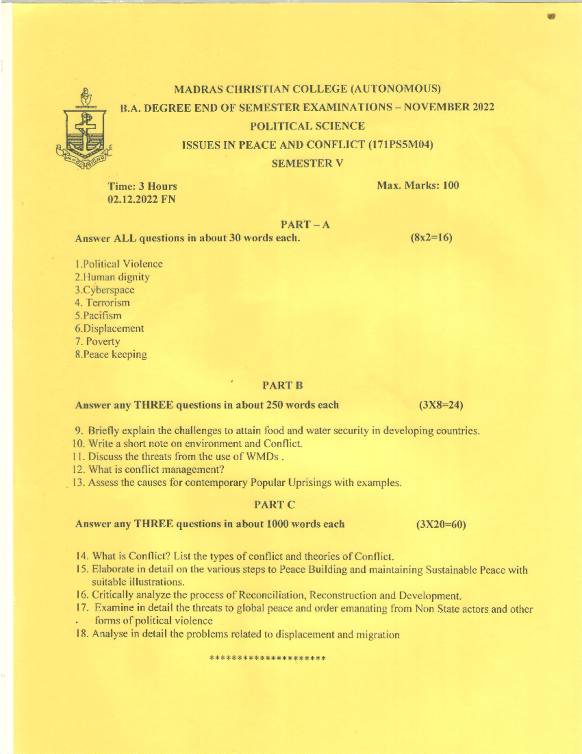 Political science Nov 2022, 5 sem - _tu \ c b ( lI t-rL l I l#H H ...
