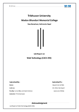 Project I Details for BCA 4th sem - Tribhuvan University Faculty of Humanities and Social ...