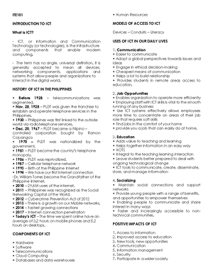 ITE Reviewer- Finals - Summary Information Technology Equipment - WEEK ...