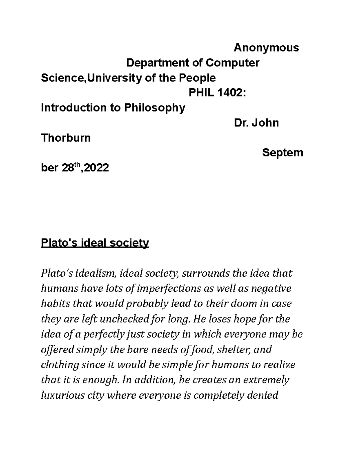 Written Assignment UNIT 4 , TERM 1,2022 - Anonymous Department of Computer Science,University of ...