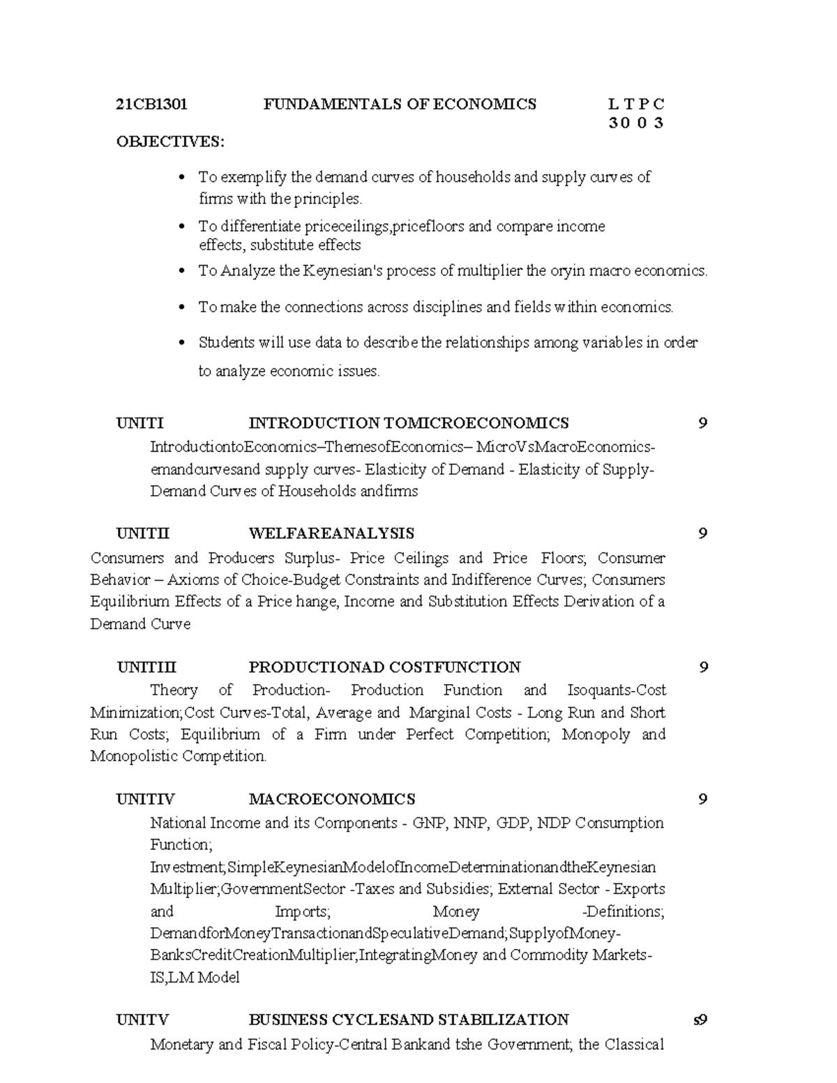 21CB1301 Fundamentals OF Economics - 21CB1301 FUNDAMENTALS OF ECONOMICS ...