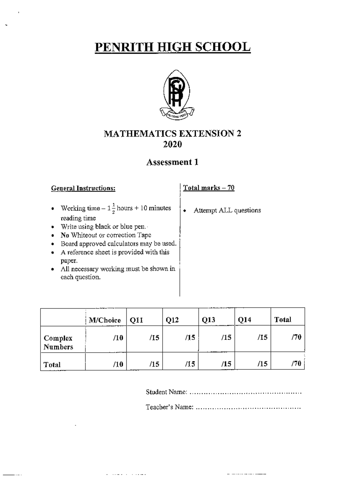 2020 Yr12 Ext2 Task1 (Term4 2019 ) - PENRITH HIGH SCHOOL 8 ALTIORA PETO ...