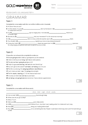 Gold Exp B1 WB Answer Key - STARTER 1 1 D 2 A 3 F 4 B 5 G 6 E 7 C 2 1 ...