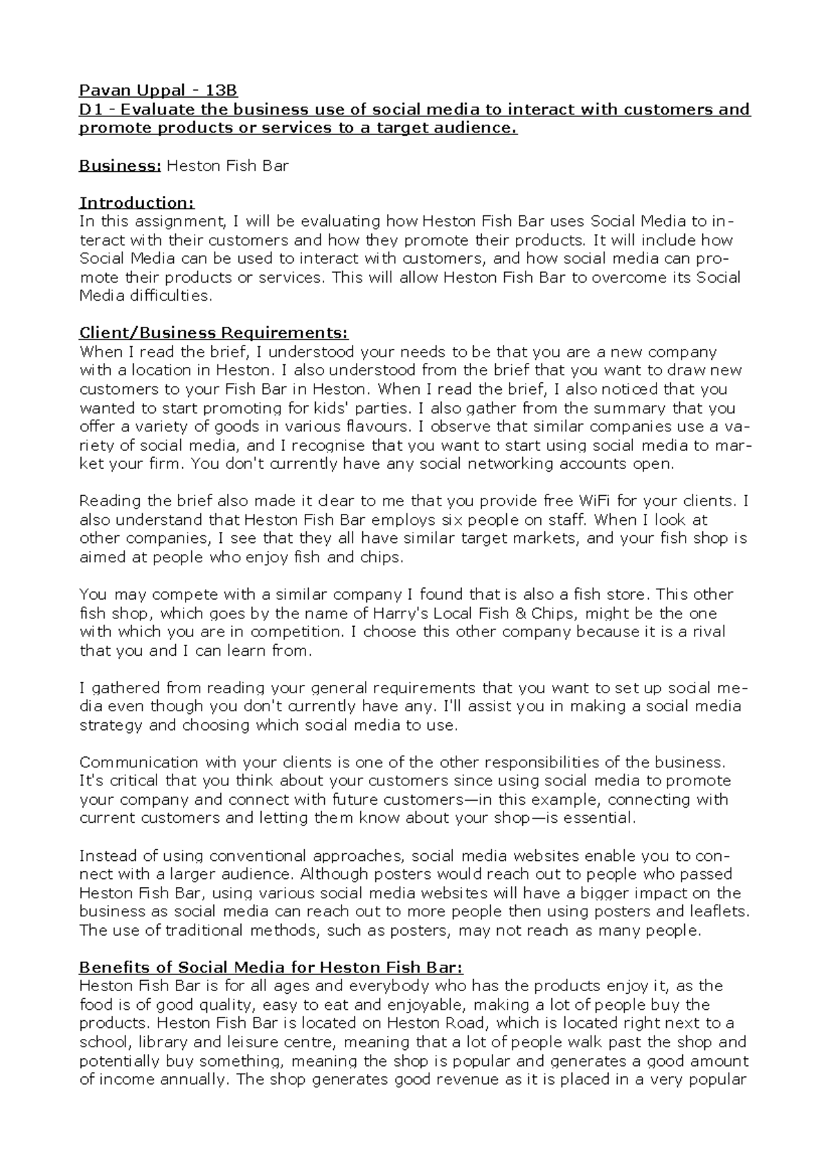 D1 - Evaluation, after Feedback Update - Pavan Uppal - 13B D1 ...