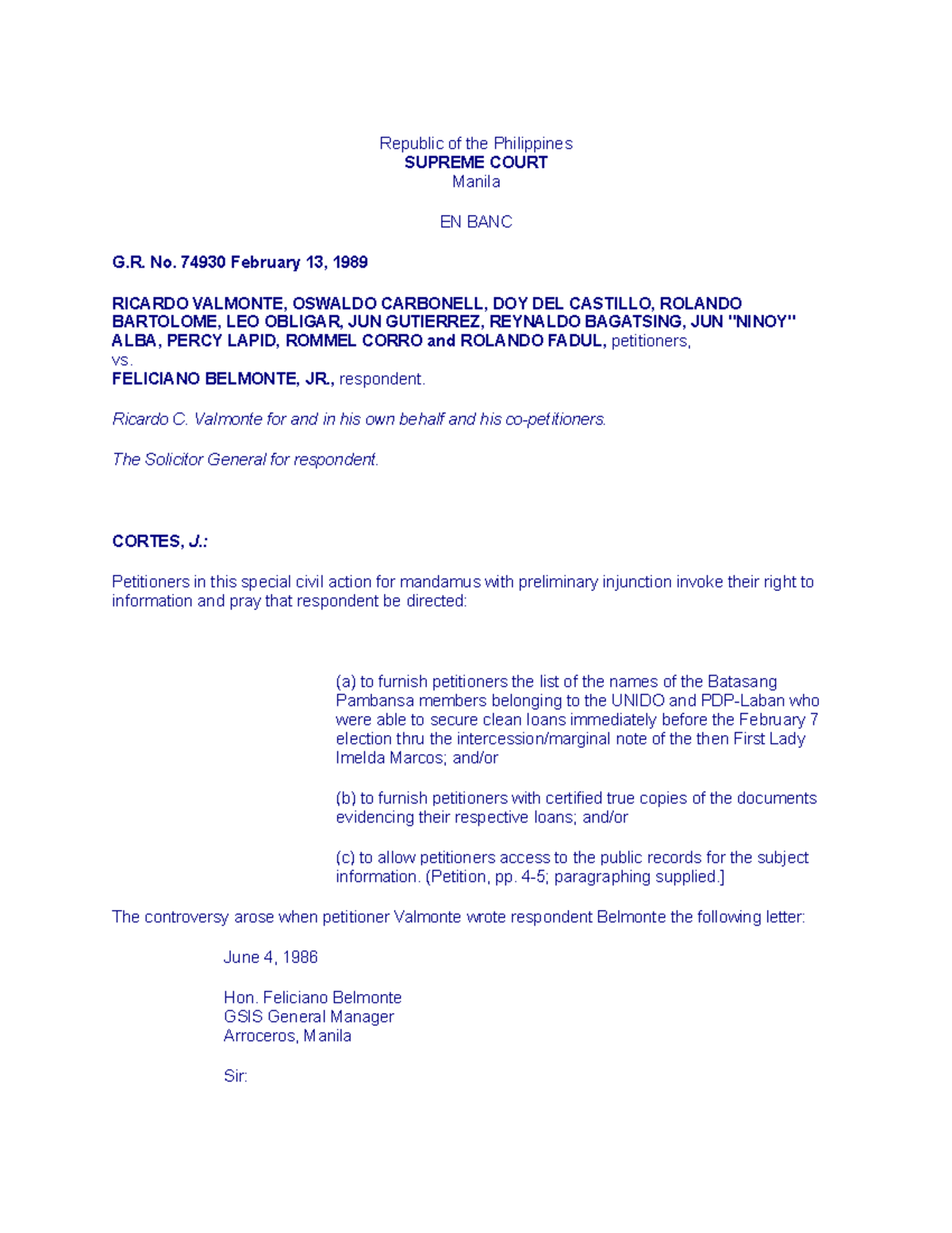 VALMONTE VS. BELMONTE - Republic of the Philippines SUPREME COURT ...