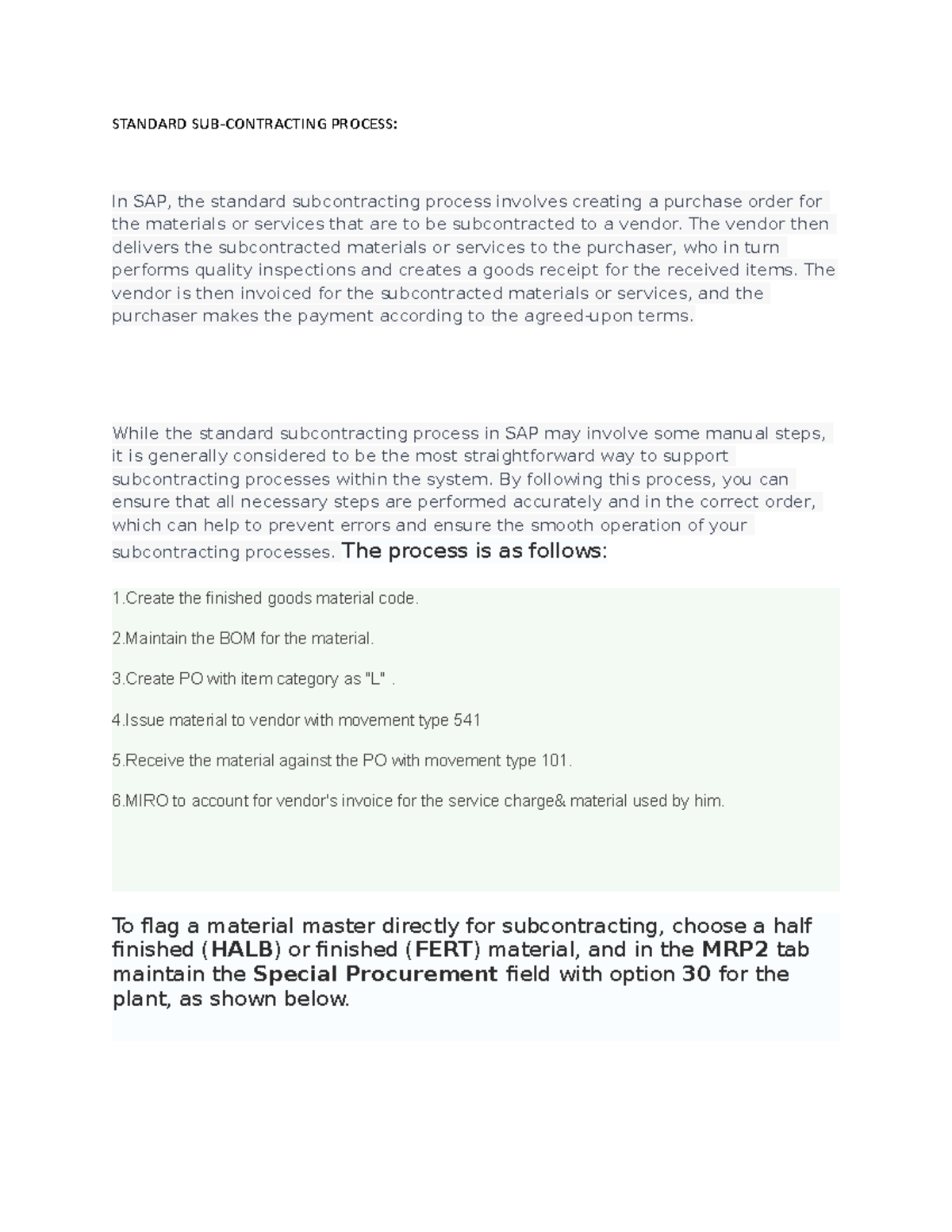 In Standard Subcontracting process - STANDARD SUB-CONTRACTING PROCESS ...