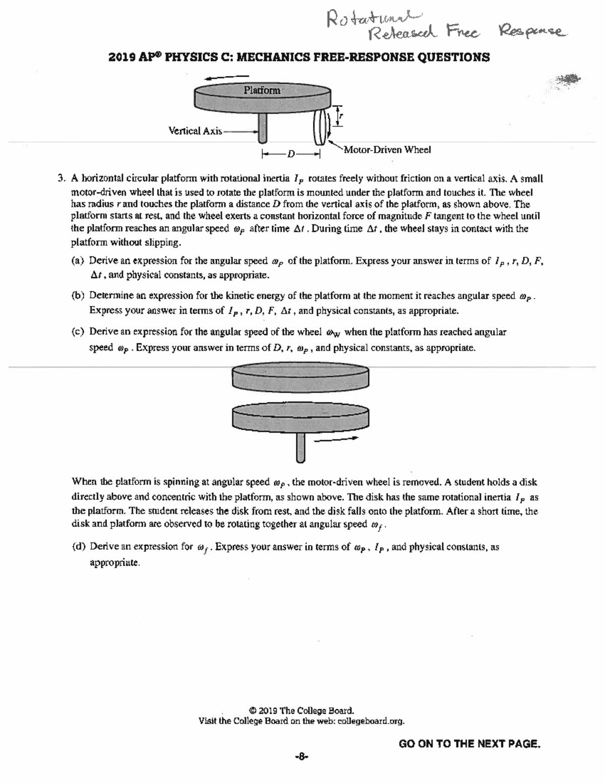 AP Physics Rotational FRQ 2010 to 19 - AS.171.108. - Studocu