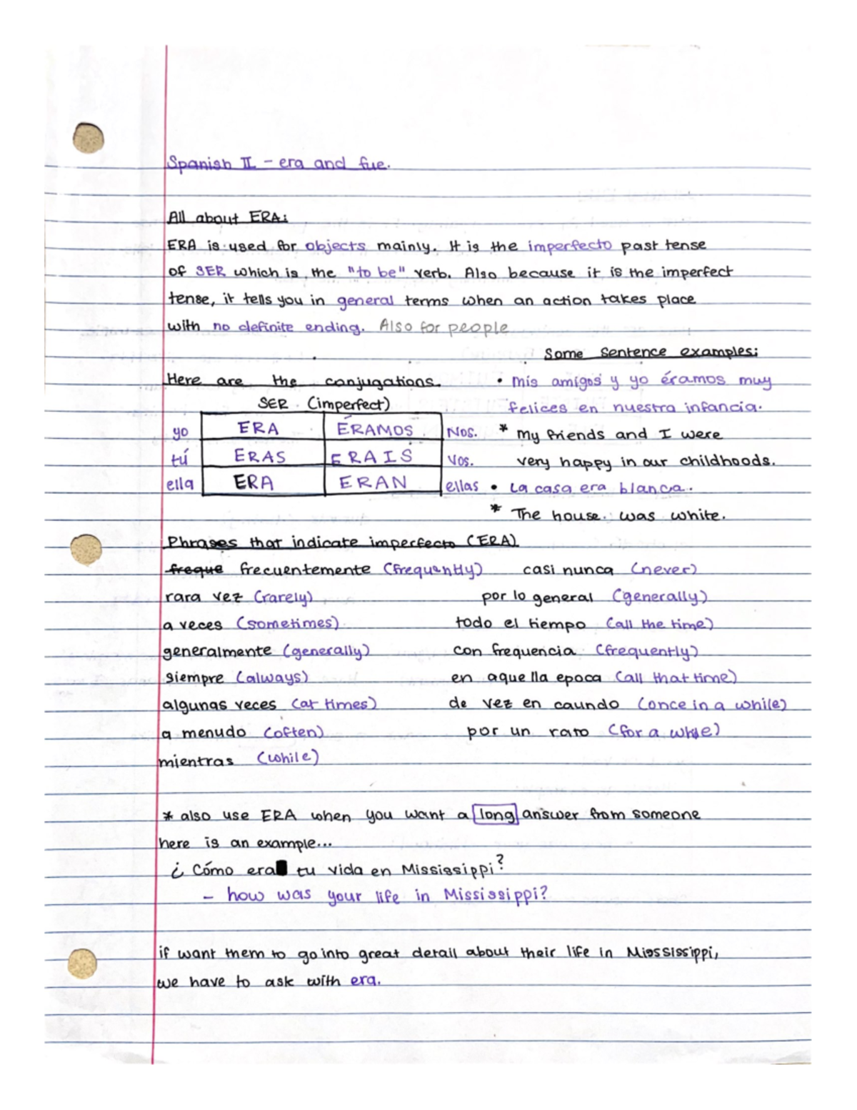 Spanish 2 - Era And Fue - Notes about Era and Fue. - FLS 1123 - Studocu