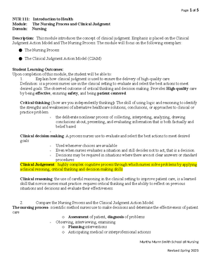 Caring Interventions SLO - NUR 111: Introduction to Health Concepts ...