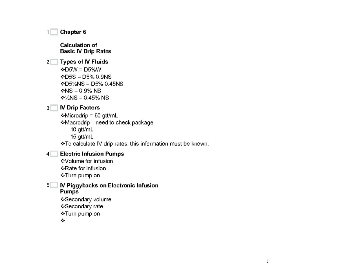 Buchholz 9e Chapter 06 - 1 Chapter 6 Calculation of Basic IV Drip Rates ...