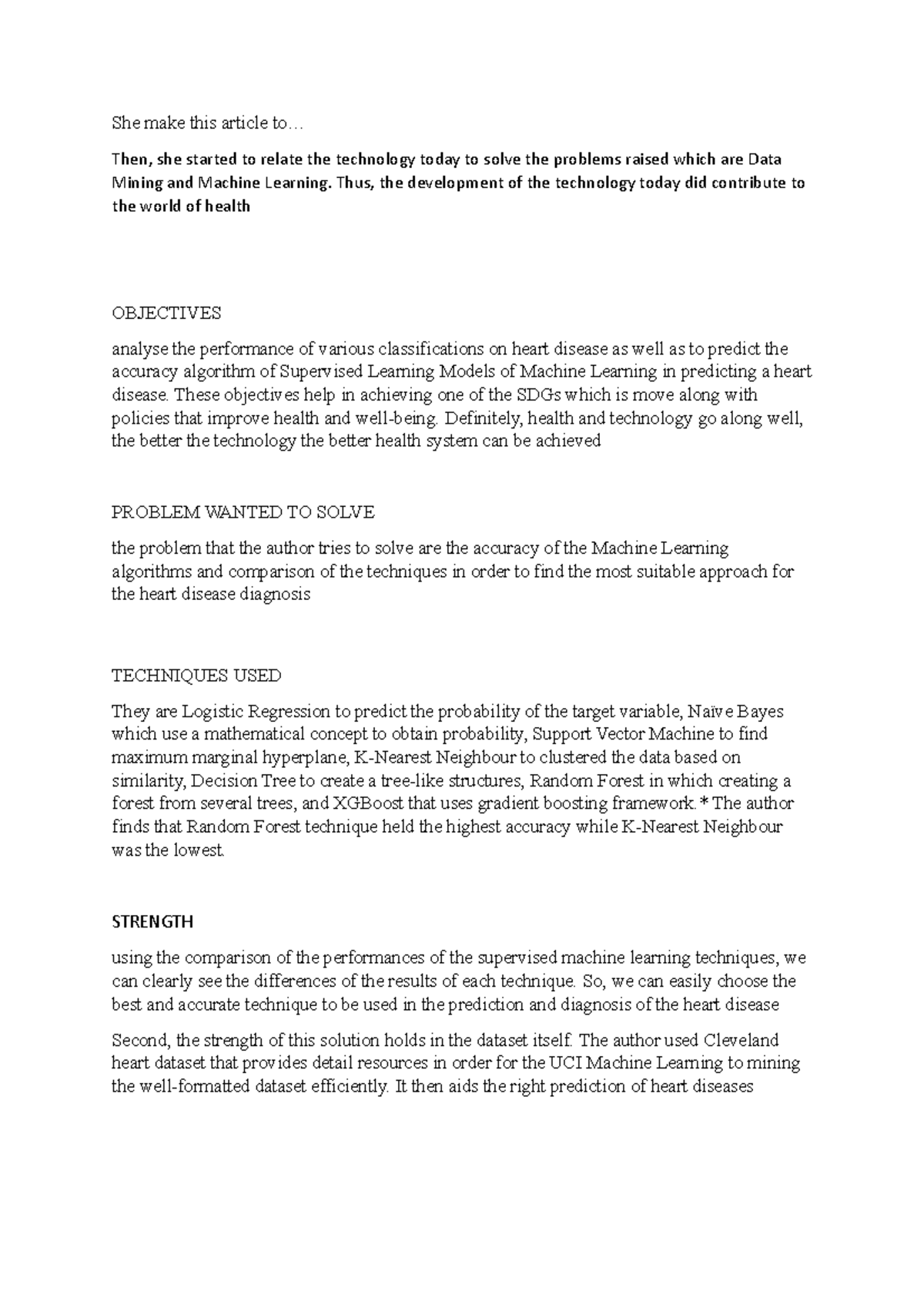 Script - She make this article to... Then, she started to relate the ...