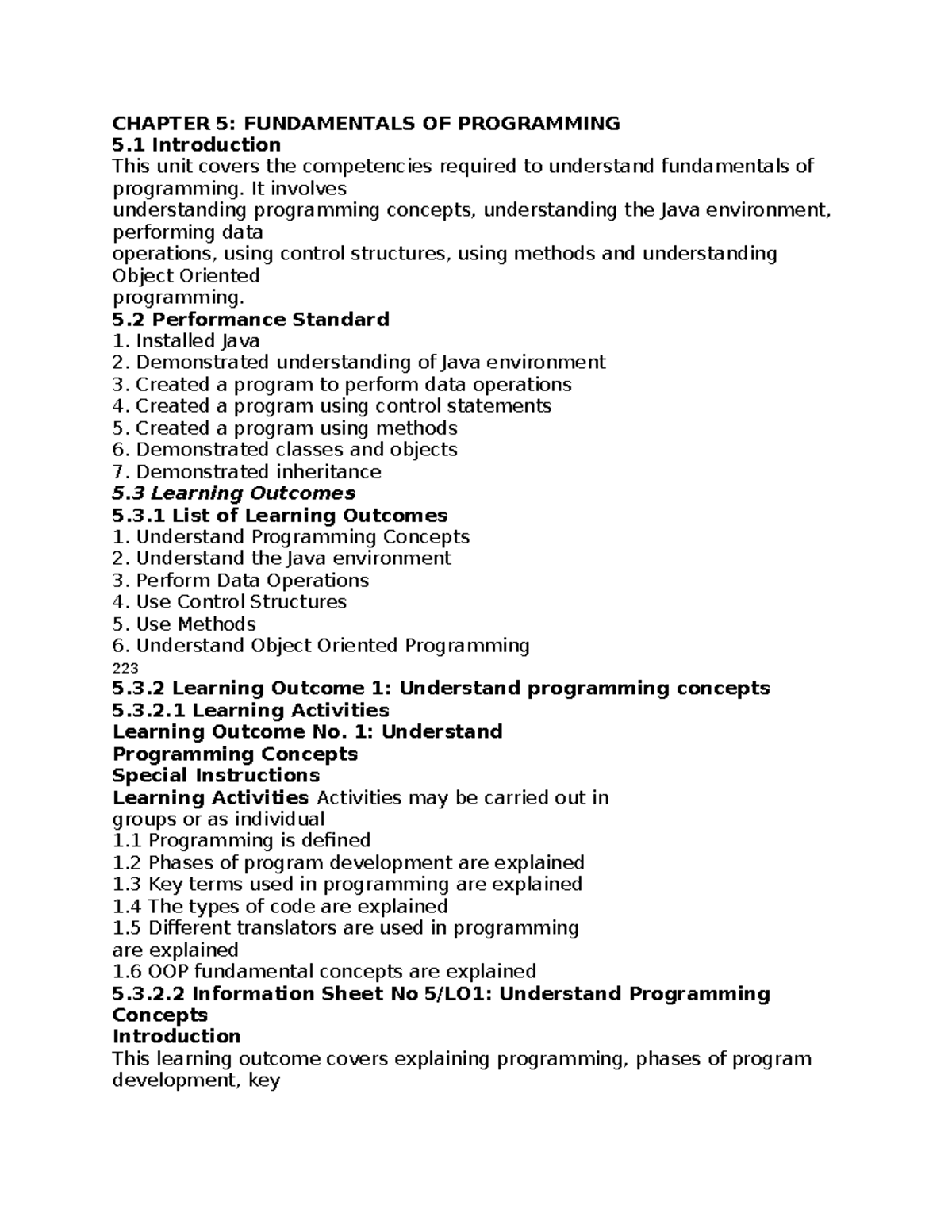 Java Notes Programming Codes Chapter 5 Fundamentals Of Programming 5 Introduction This Unit
