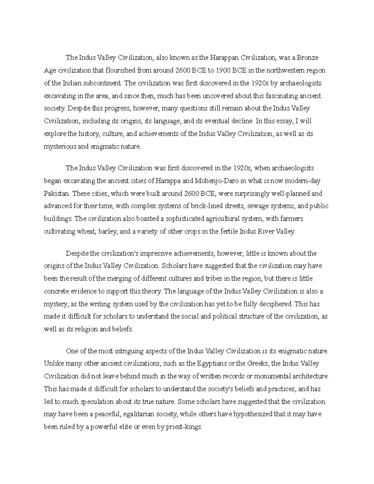 The Indus Valley Civilization A Mysterious and Advanced Ancient Society ...