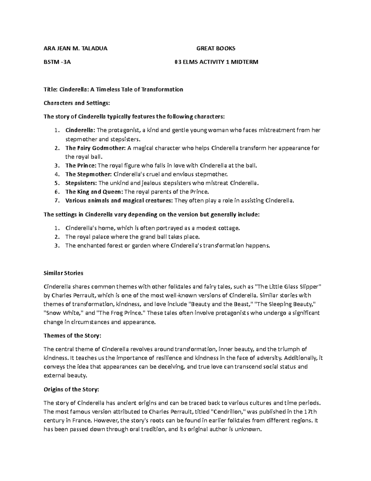 03 ELMS Activity 1 Midterm - ARA JEAN M. TALADUA GREAT BOOKS BSTM -3A ...