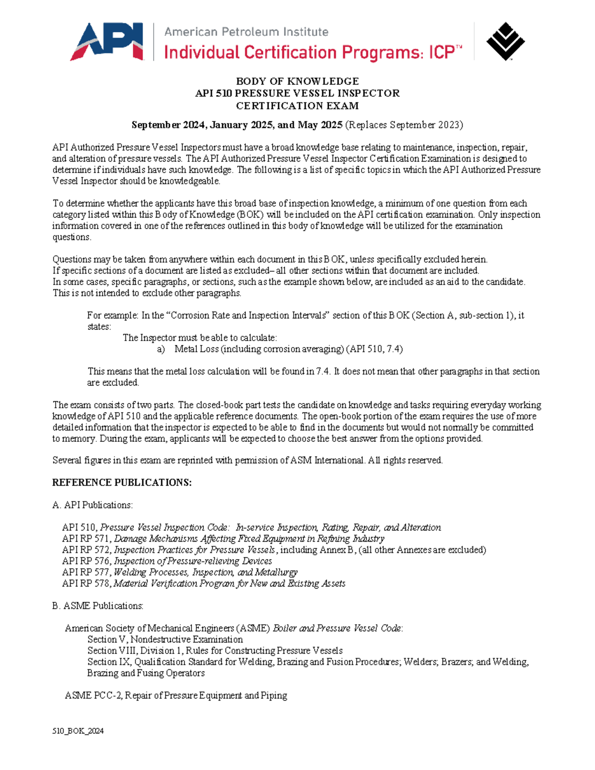 BOK 510 Sept 2024 final - Body of knowledge for API510 Certification ...