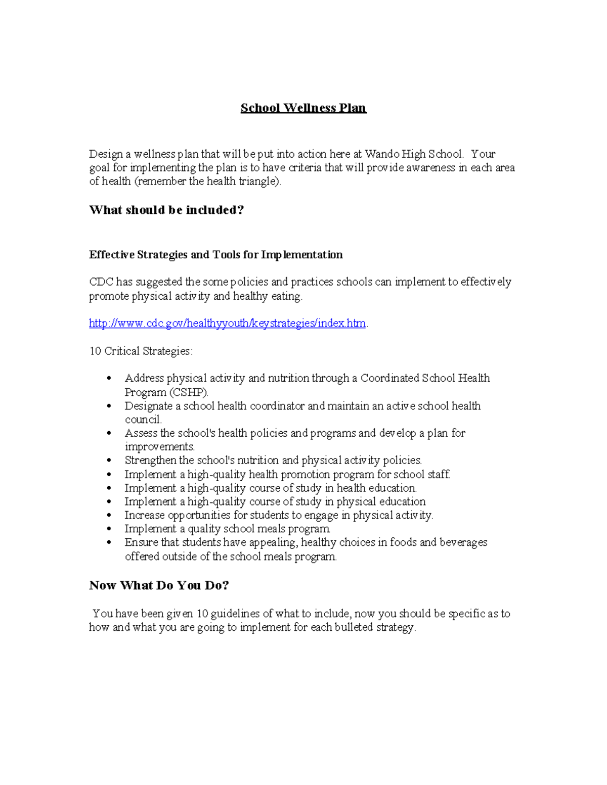 School Wellness Plan - jnjbj - School Wellness Plan Design a wellness ...