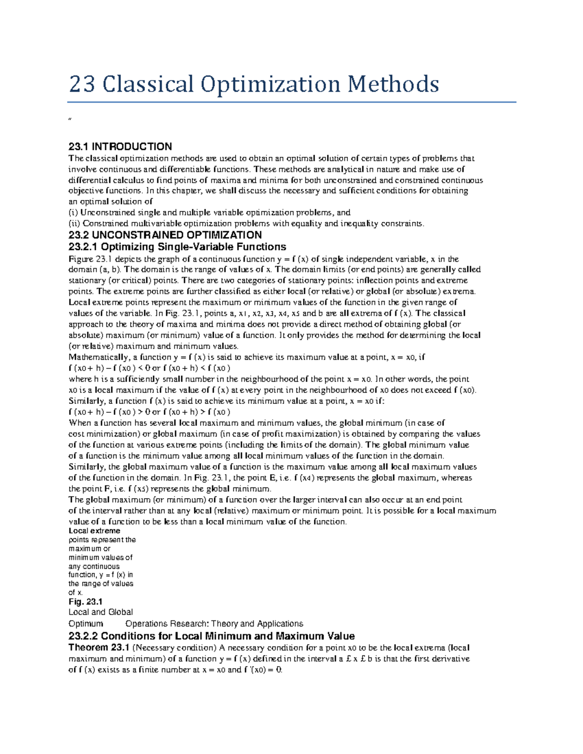 23 Classical Optimization Methods - 23 Classical Optimization Methods ...