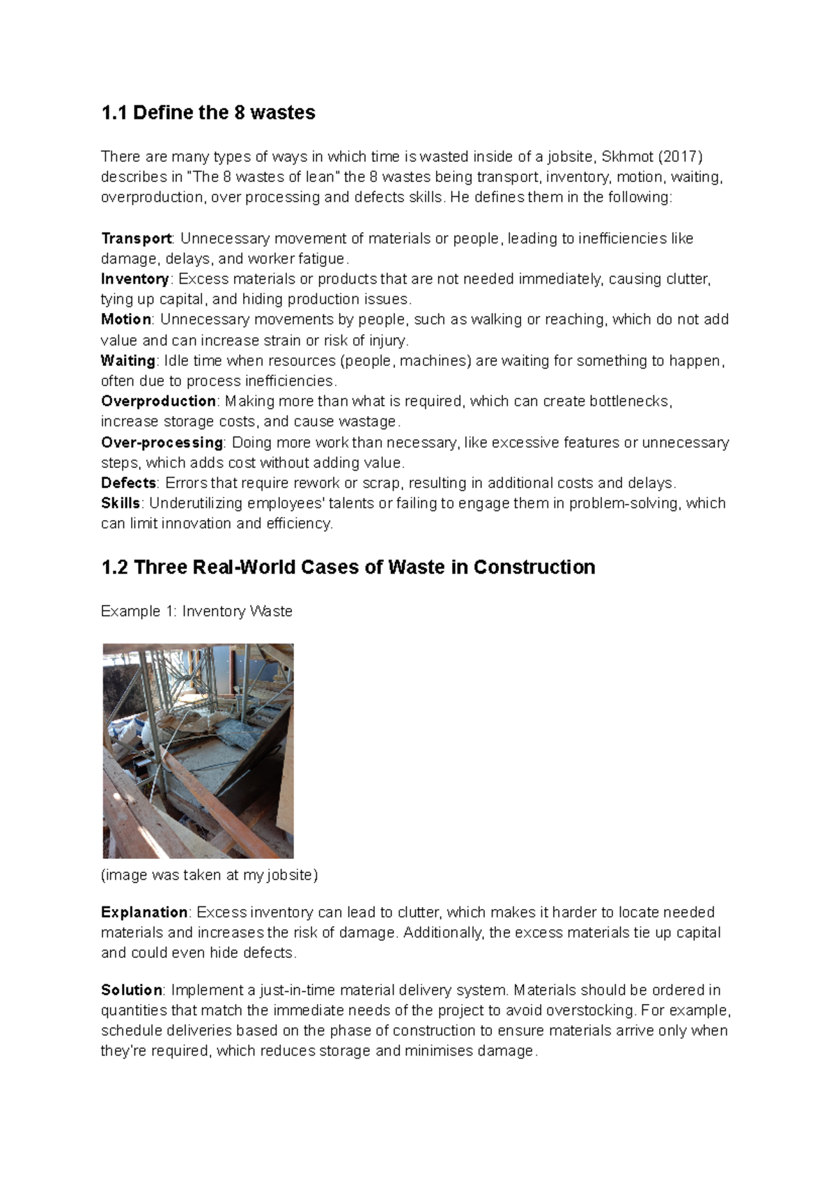 Construction shit - 1 Define the 8 wastes There are many types of ways ...