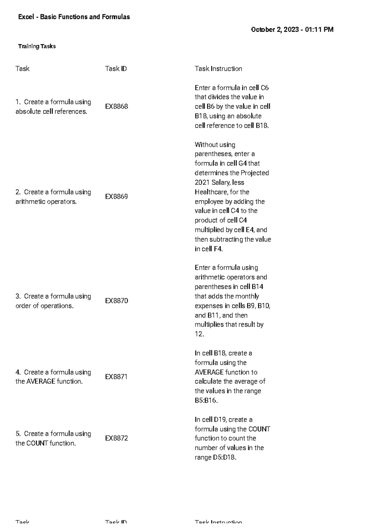 Excel Basic Functions And Formulas Excel Basic Functions And Formulas October 2 2023 01